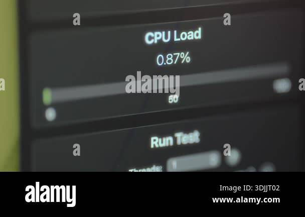 System monitoring widget displaying the CPU load test with a progress ...
