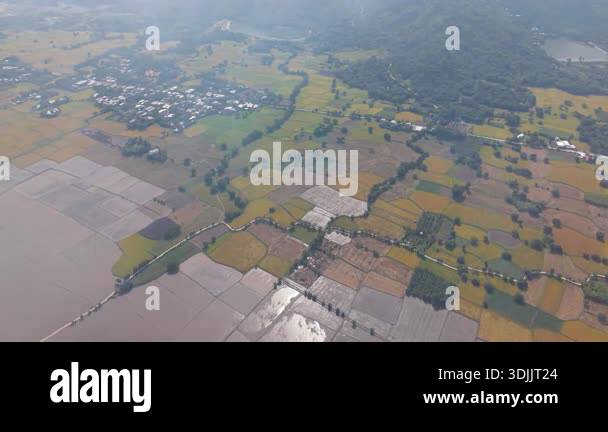 Peaceful aerial view of rice fields in Mekong Delta, Tri Ton Ta Pa, An ...