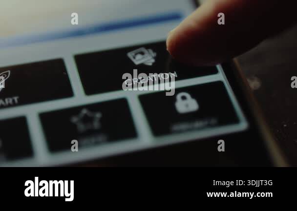 Finger pressing a button labeled CREATION for a new design project ...