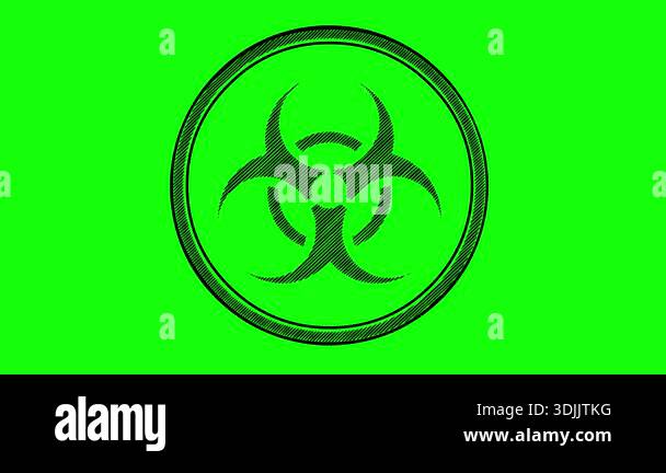 Animated hand-drawn biohazard symbol. Black ink sketch with fill ...