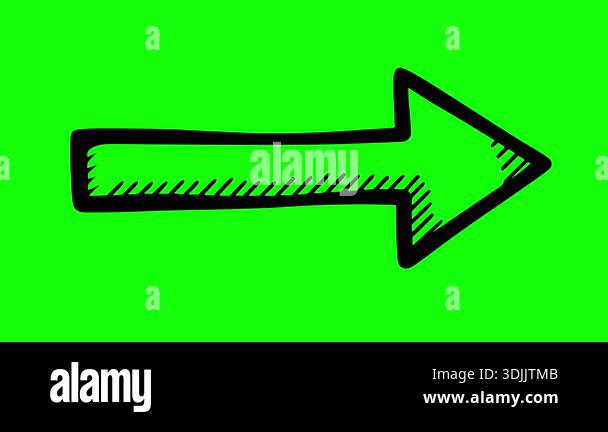 Animated hand-drawn arrow pointing right. Black ink sketch style with ...