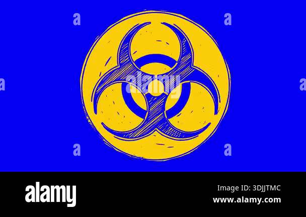 Hand-drawn biohazard warning symbol animation with boiling lines effect ...