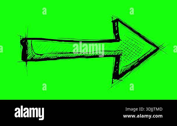 Animated hand drawn arrow with line boil effect. Black sketch with ...