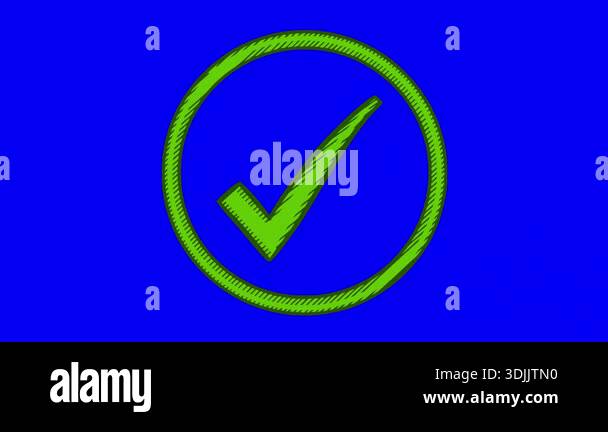 Professional hand-drawn green check mark animation with alpha channel ...