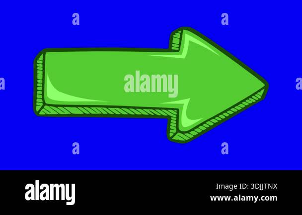 High quality hand-drawn green arrow animation. 2D doodle style pointing ...