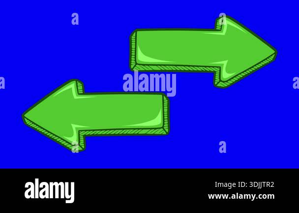 High-quality 4K hand-drawn green arrows pointing in opposite directions ...