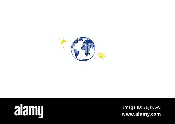 Illustration of Earth rotation showing day and night cycle with ...