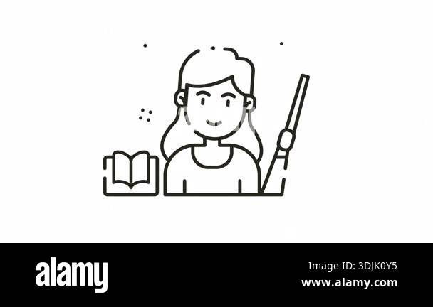 Animated Teacher Icon with Education Concept Loop Stock Video Footage ...