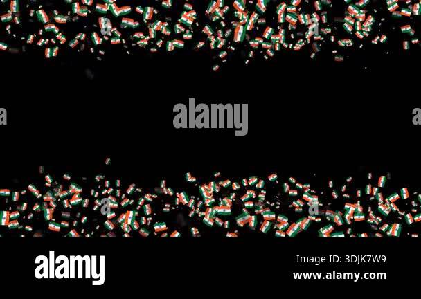 Indian flags scattered and falling on transparent background overlay ...