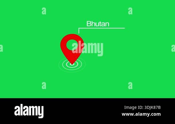 Bhutan location marker animation on transparent background. Bhutan map ...