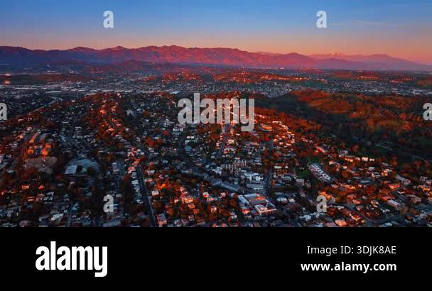 Uptown of modern green Los Angeles, California, USA surrounded by the ...