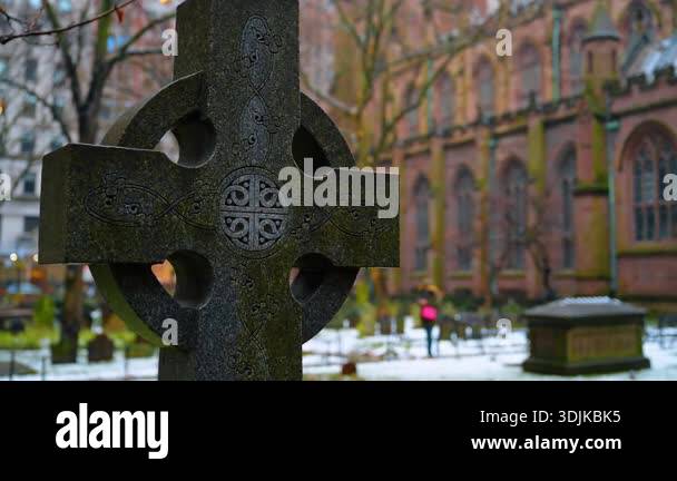 Celtic cross cemetery headstones memorials Stock Videos & Footage - HD ...