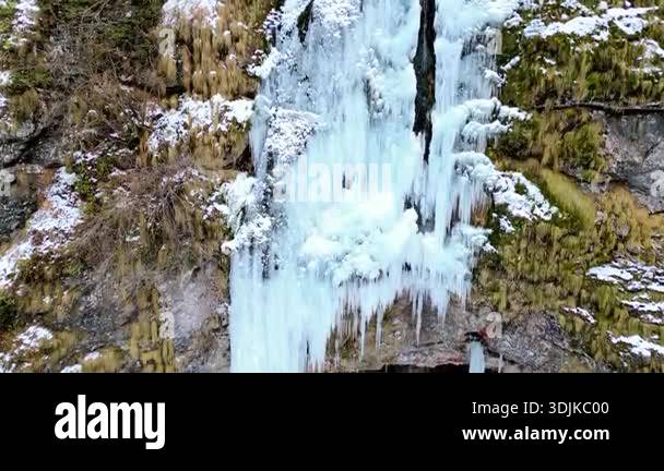 Beautiful natural view of Fontanone di Goriuda waterfall in winter ...
