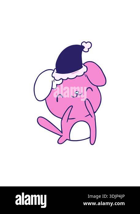 spinning motion animation of hand drawn christmas cartoon of kawaii dog ...