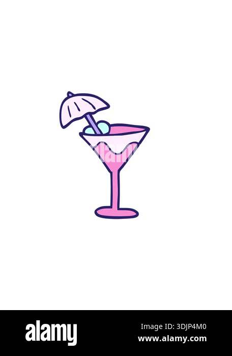 horizontally vibrating animation of cartoon doodle martini drink Stock ...