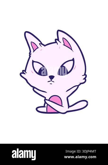 bob and pause animation of confused cartoon cat sitting Stock Video ...