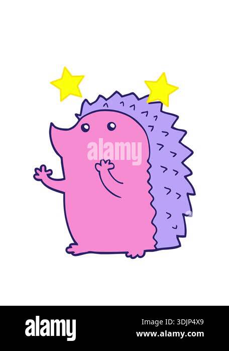 spinning stars animation of hedgehog Stock Video Footage - Alamy