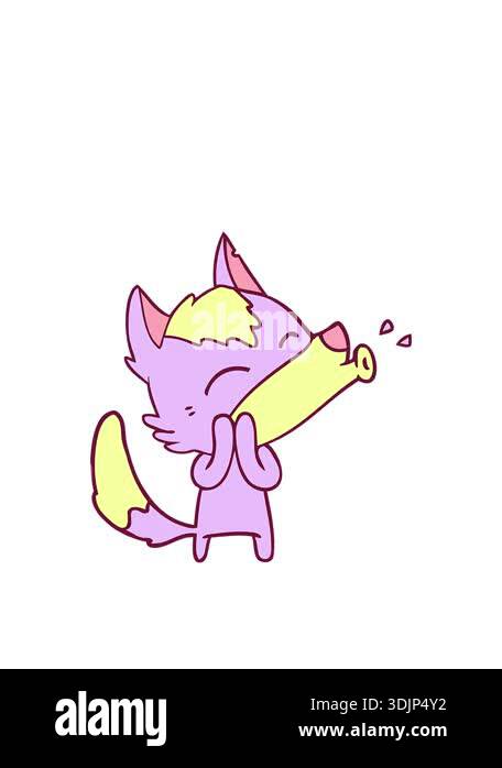 jumping motion animation of fox cartoon character in bright glow color ...