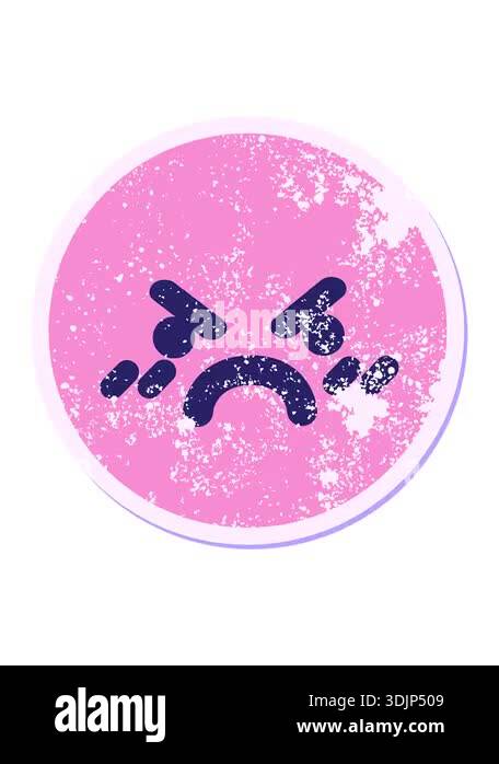 jiggle motion animation of angry mean face circular sticker Stock Video ...
