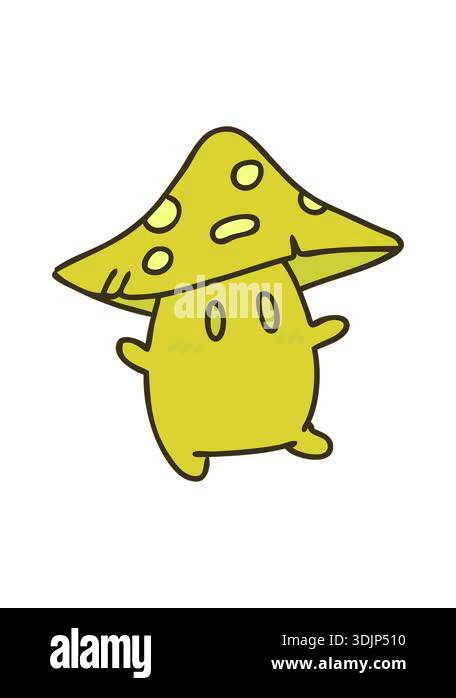 changing color animation of cartoon of a rare tiny mushroom creature ...