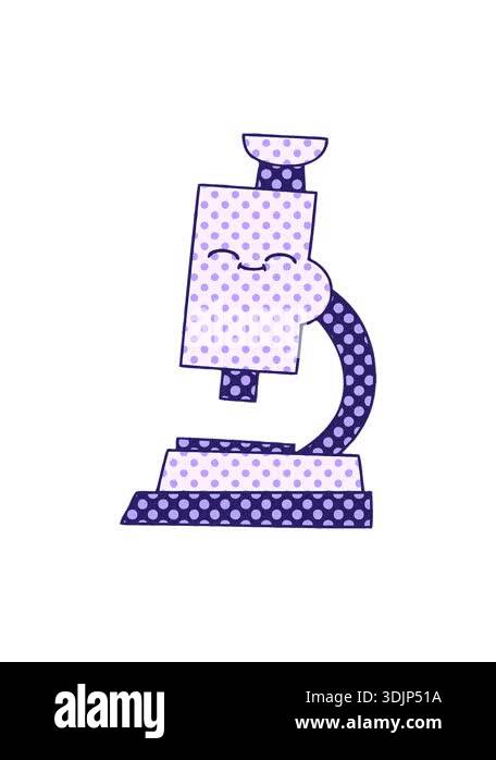 pixelize effect animation of comic book style cartoon of a microscope ...