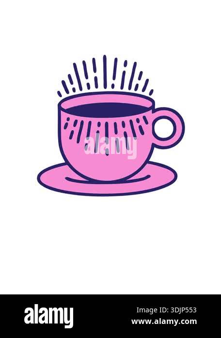 rise and float animation of tattoo design cup of coffee Stock Video ...