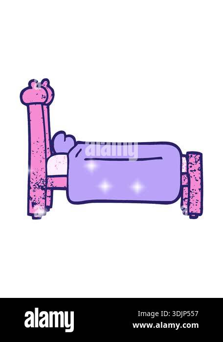 glitter effect animation of grunge textured illustration cartoon bed ...