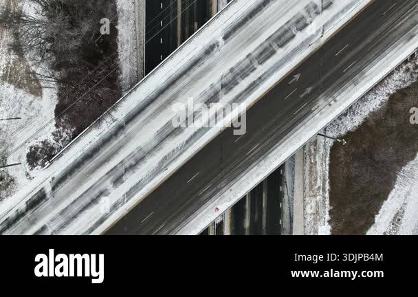 Roadway views over a snow and ice covered North Hills, in Raleigh ...