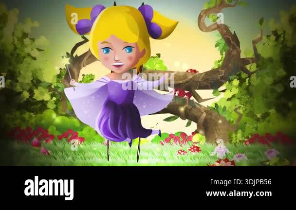 fairy girl flying in an enchanted forest with a magic wand Stock Video ...