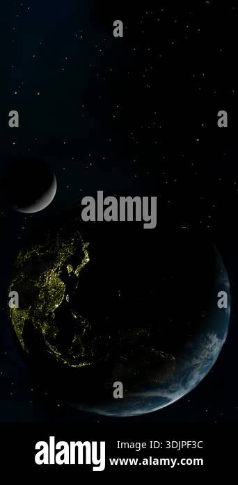 Immersive astronomical display of Earth rotation from Asia with city ...