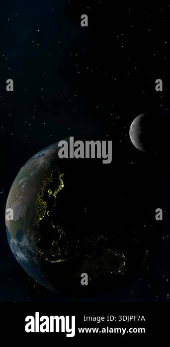 Intense planetary glow of Earth rotation from Asia with city lights ...