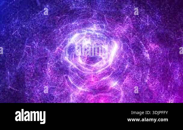 Violet particle vortex with glowing electric lines forms a cosmic ...