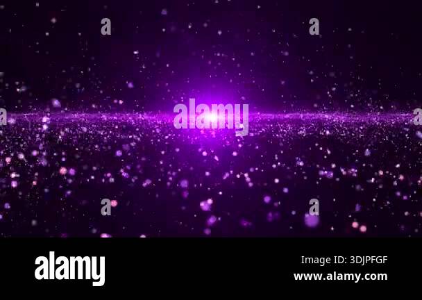 Purple glowing particles spread across a dark space horizon, forming a ...