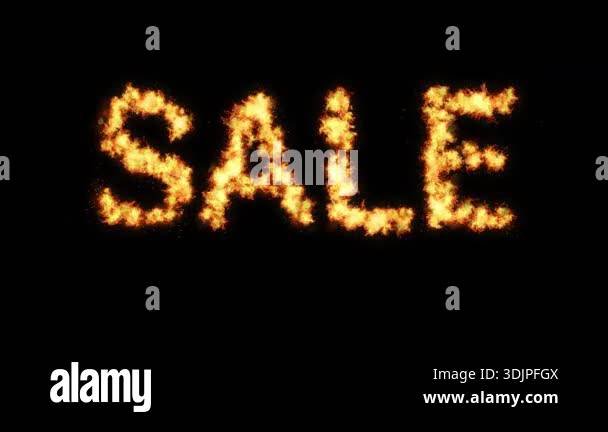 Fire text SALE on a black background, a stunning animation of fire ...