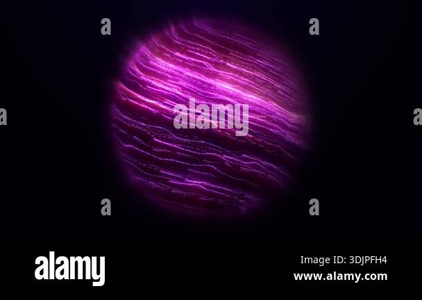 Glowing purple energy sphere with flowing light lines, abstract ...