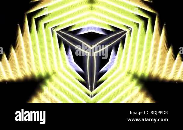 Vibrant psychedelic art featuring neon green and blue geometric shapes ...