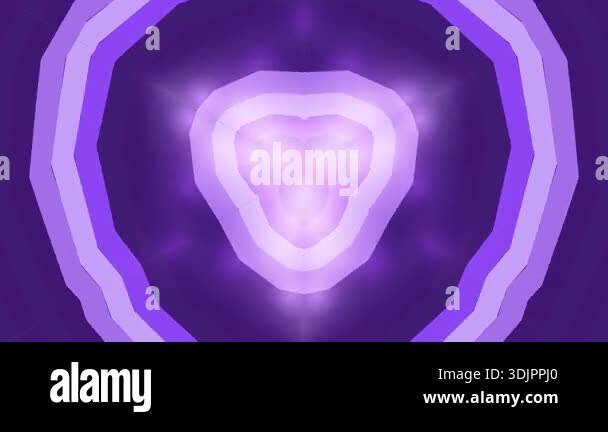 Purple glowing heart shaped abstract background with concentric layers ...