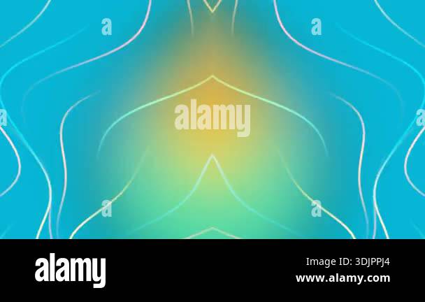 Abstract blue background with swirling lines and vibrant yellow green ...