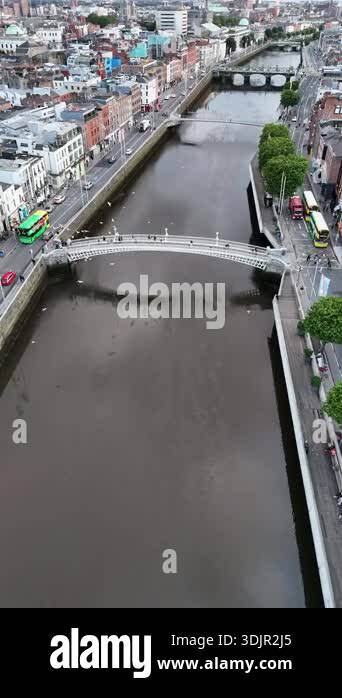 DUBLIN, IRELAND - JULY 15, 2025 - The river Liffey is flowing through ...