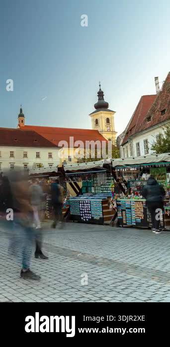 Sibiu, Romania - October 20, 2024: Small square trade kiosks. The ...