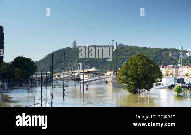Budapest, Hungary - September 21, 2024: Flooded Budapest, Eotvos Square ...