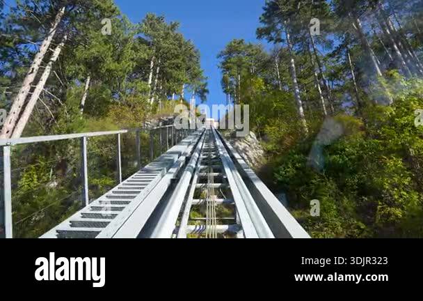 Sinaia, Romania - October 23, 2024: Funicular to Rasnov Fortress hill ...