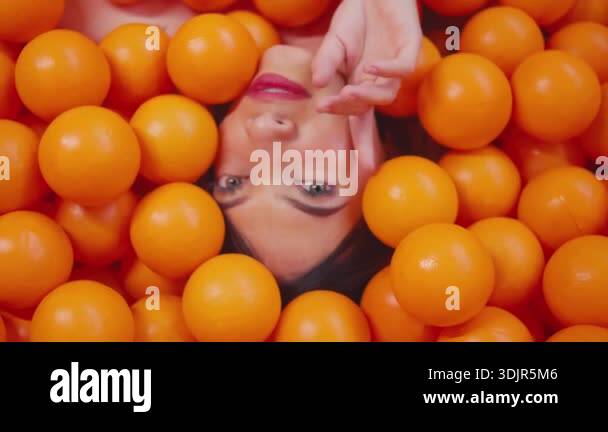 A creative top-down close-up of a woman's face framed perfectly by ...