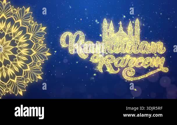Ramadan Kareem shiny text in golden color, used as greeting card for ...