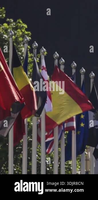 Flags of different countries waving in the wind Stock Video Footage - Alamy