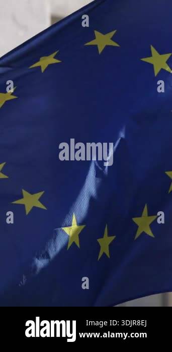European union flag waving on a building Stock Video Footage - Alamy