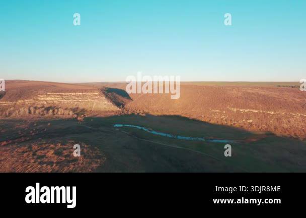 FPV drone aerial shot. Beautiful mountain view of nature landscape in ...