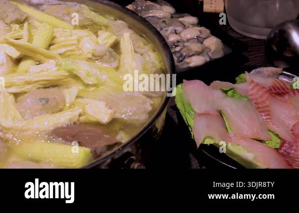 Hot pot, ingredients, Taiwanese cuisine, gatherings, soup Stock Video ...