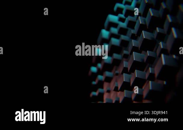 Seamless looping 4K motion graphics background of dark, metallic cubes ...