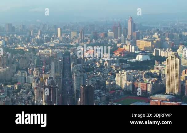 Aerial view of city skyline with buildings. Taipei, Taiwan Stock Video ...